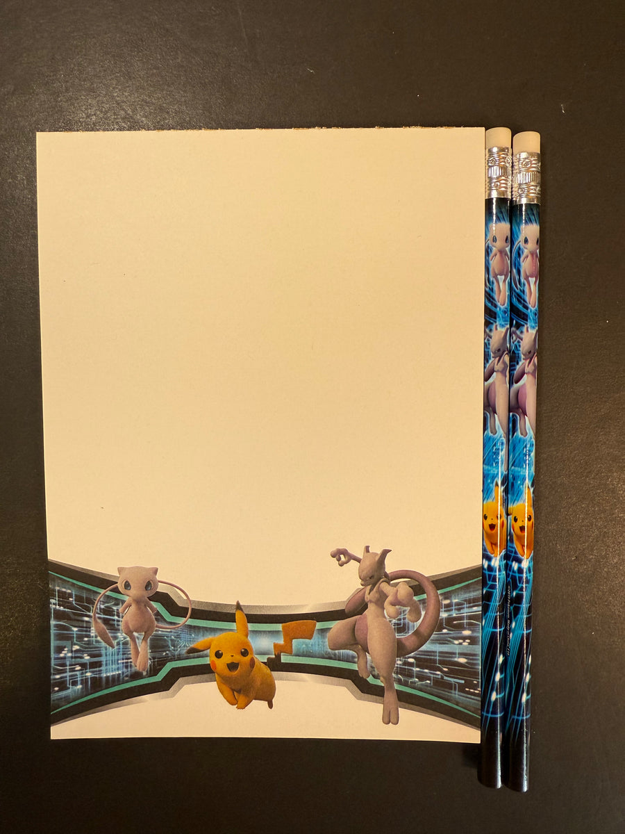 Pokemon Mew, Mewtwo & Pikachu Notepad and Pencils – JAB Games13
