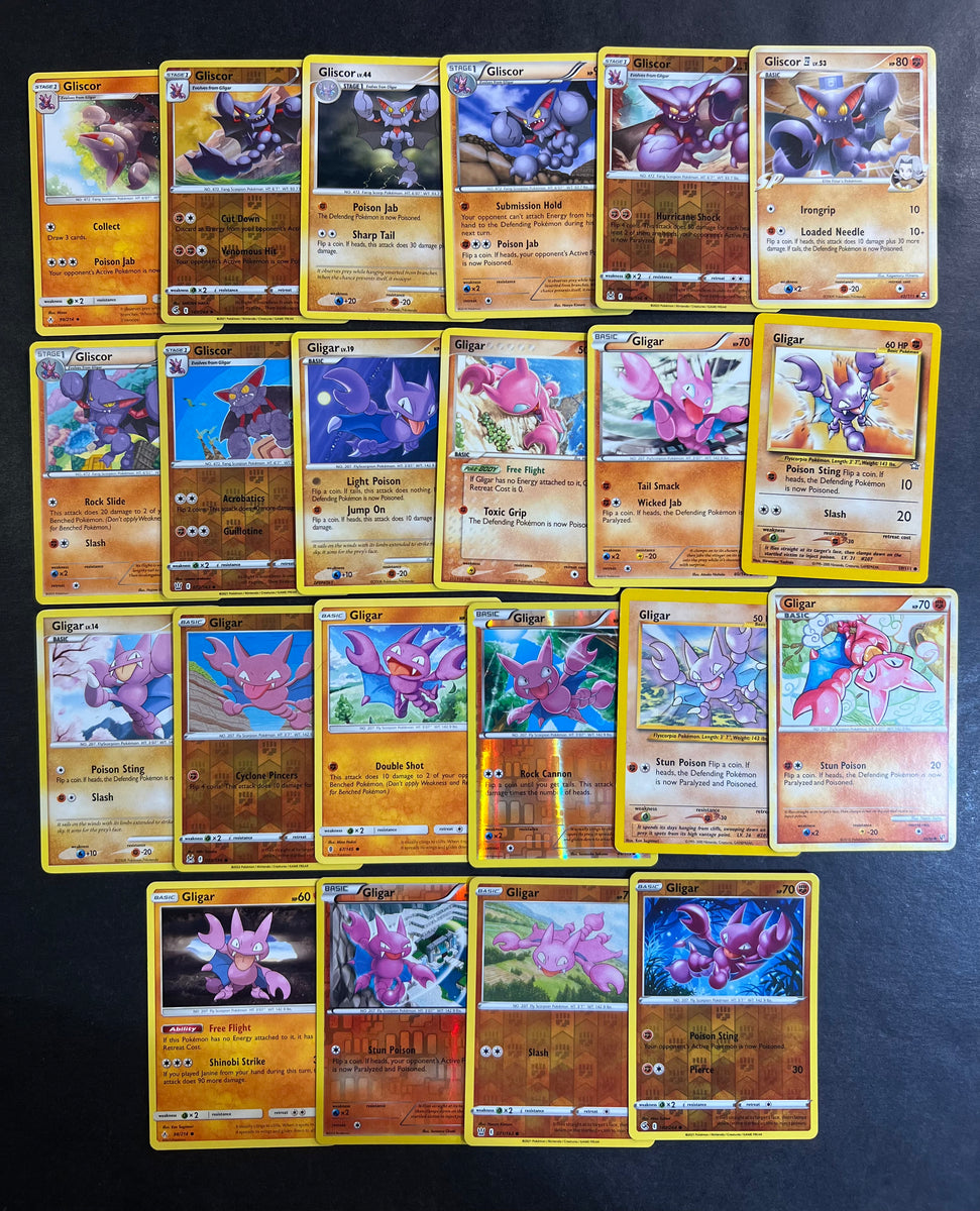 Pokemon Gligar and Gliscor Card Lot - 22 Cards - Reverse Holos and Vin ...