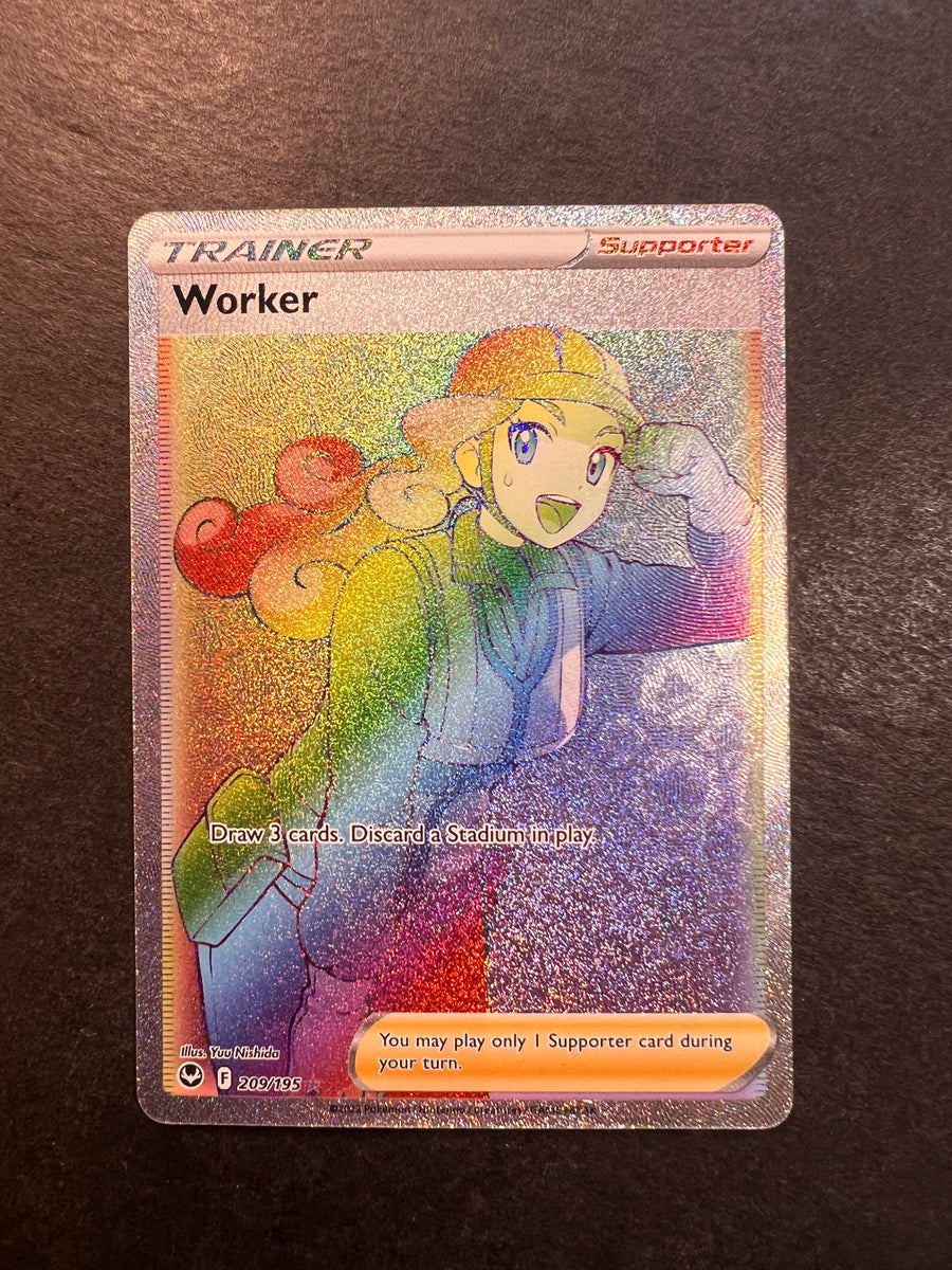 Worker - 209/195 Hyper Secret Rainbow Rare Trainer - Silver Tempest ...